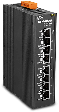 NSM-208GP: Неуправляемый коммутатор с 8 портами GbE PoE и входом питания +24VDC